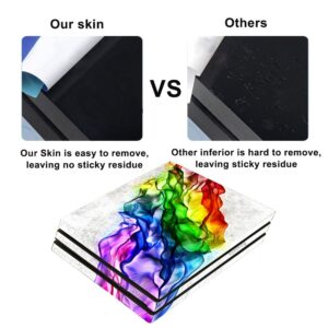 eSeeking Full Body Protective Vinyl Skin Decal for PS4 Pro Console and 2PCS PS4 Pro Controller Skins Stickers Elegant Rainbow