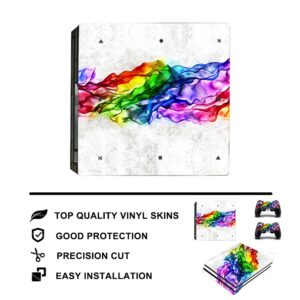 eSeeking Full Body Protective Vinyl Skin Decal for PS4 Pro Console and 2PCS PS4 Pro Controller Skins Stickers Elegant Rainbow