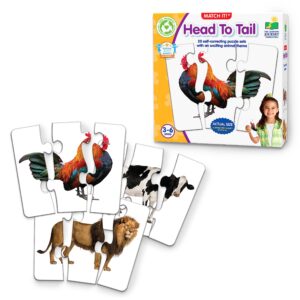 the learning journey: match it! head to tail - 20 self-correcting animal-themed puzzle sets - matching puzzles for children ages 3-6 years (40 pieces), white