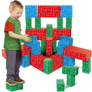 cardboard building block, exercise n play 40pcs extra-thick jumbo giant building blocks in 3 sizes for kids