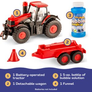 Prextex Bump & Go Bubble Blowing Farm Tractor Toy Truck with Lights, Sounds, and Action for Toddlers - Bubble Solution Included with Toy Tractors - Kids Tractor Toys for 2 Year Old Boy to 3+ Years Old