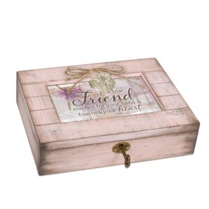 cottage garden friend heart blush pink distressed locket music box plays that's what friends are for