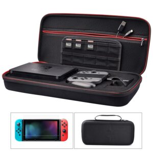 nintendo switch protective case, portable multi-function hard eva pouch storage bag carrying case for nintendo switch console &accessories black