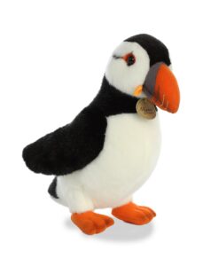 aurora® realistic miyoni® puffin stuffed animal - lifelike detail - cherished companionship - black 10.5 inches