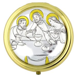 venerare genuine leather burse with pyx (small pyx (6-host capacity), jhs first communion)