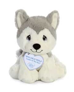 aurora® inspirational precious moments™ malakai wolf stuffed animal - cherished memories - enduring comfort - gray 8.5 inches