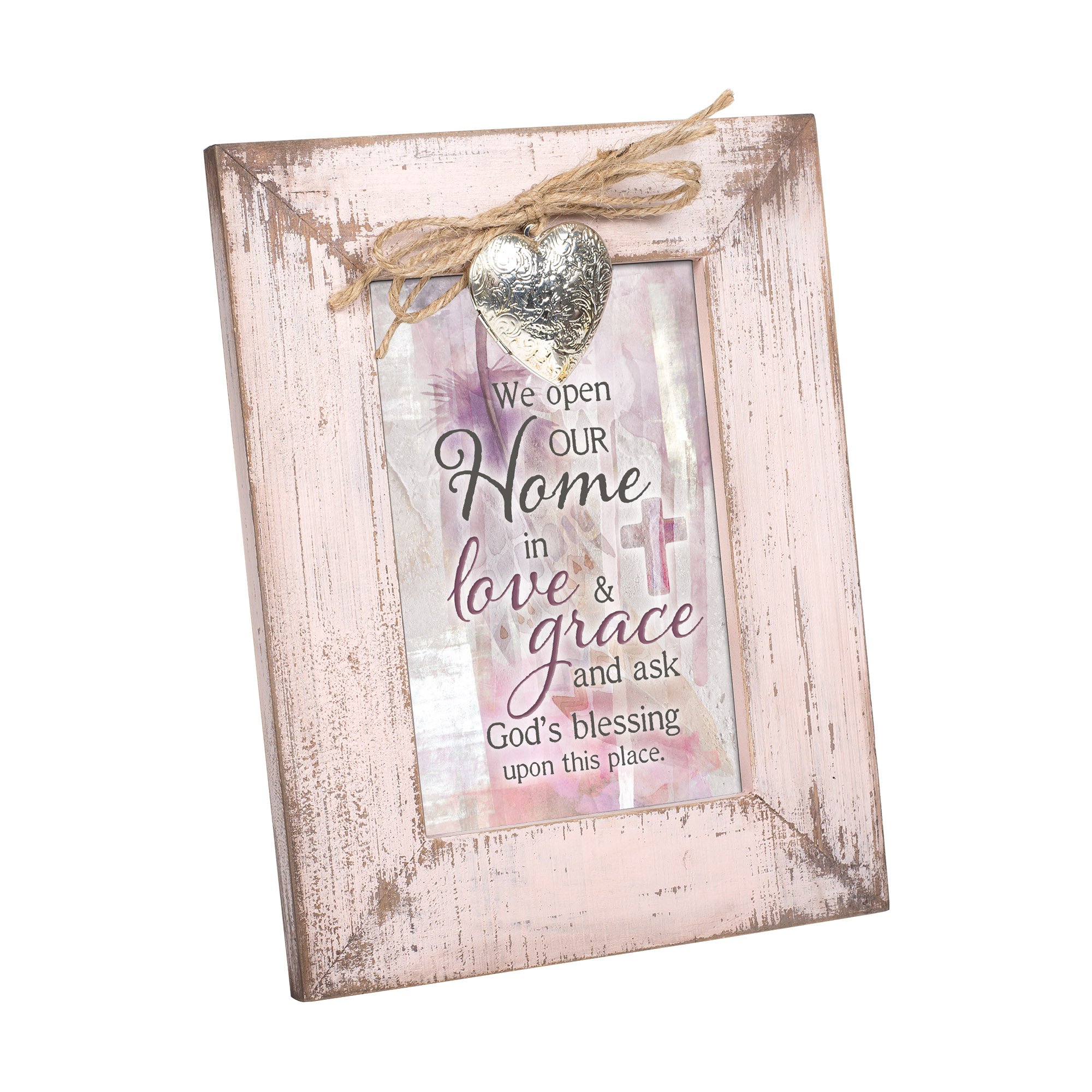 Cottage Garden Open Home Love and Grace Blush Pink Distressed Locket Easel Back Picture Frame