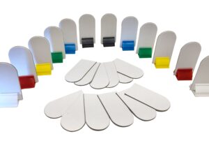 game board markers - 12 stands plus 24 white die cut cards - board game card stand -diy game board pieces - yardware etcetera