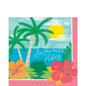 amscan summer vibes paper party napkins - 6 1/2" x 6 1/2" | pack of 125