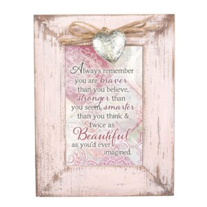 cottage garden braver stronger beautiful blush pink distressed locket easel back picture frame