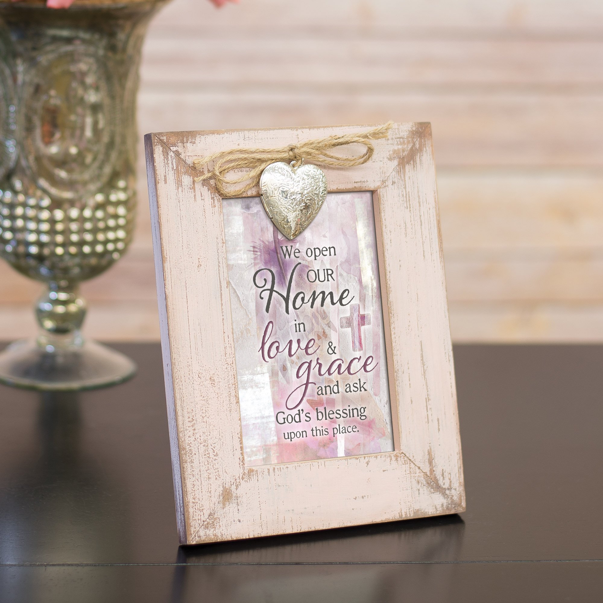 Cottage Garden Open Home Love and Grace Blush Pink Distressed Locket Easel Back Picture Frame