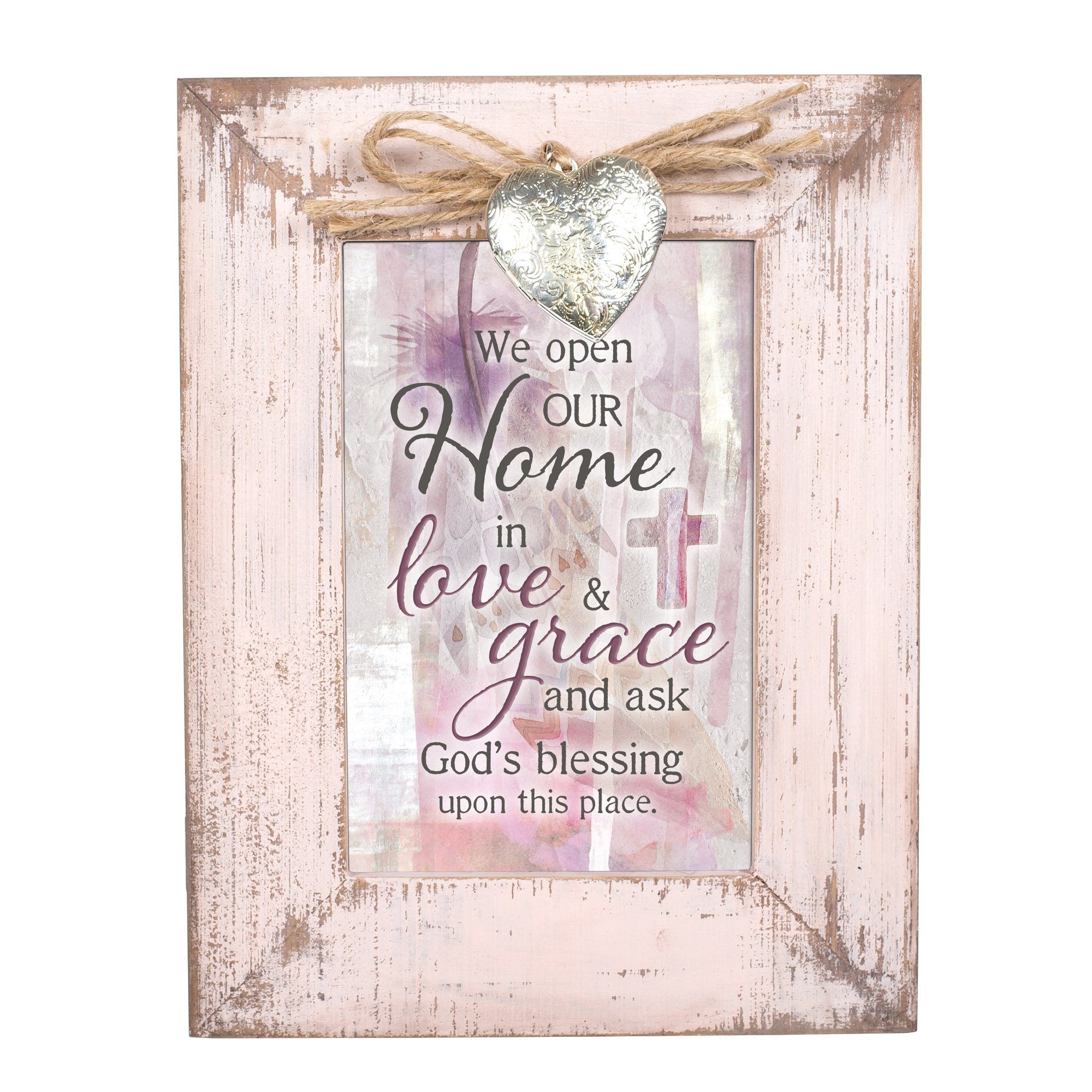 Cottage Garden Open Home Love and Grace Blush Pink Distressed Locket Easel Back Picture Frame