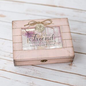 Cottage Garden Friend Heart Blush Pink Distressed Locket Music Box Plays That's What Friends are for