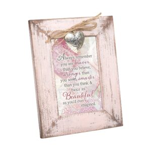 Cottage Garden Braver Stronger Beautiful Blush Pink Distressed Locket Easel Back Picture Frame