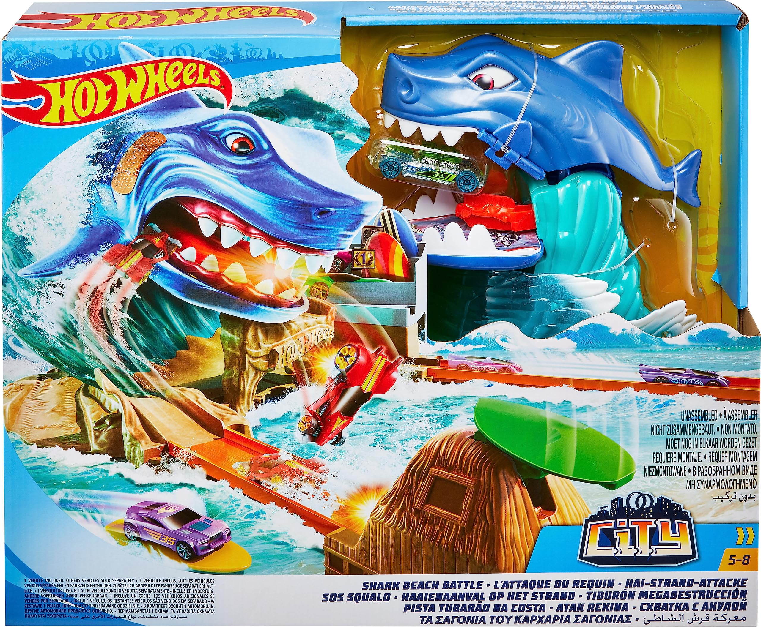 Hot Wheels City Shark Beach Battle Play Set Multicolor