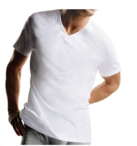 berkley jensen men's cotton 6 pack v neck shirts tshirts (white, l)