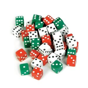 eai education dice: red/green/white - set of 36