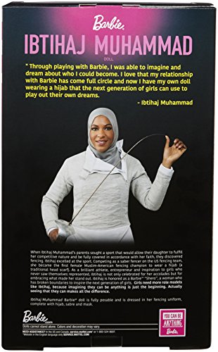 Barbie Ibtihaj Muhammad Doll with Fencing Uniform, Hijab, Sabre and Mask