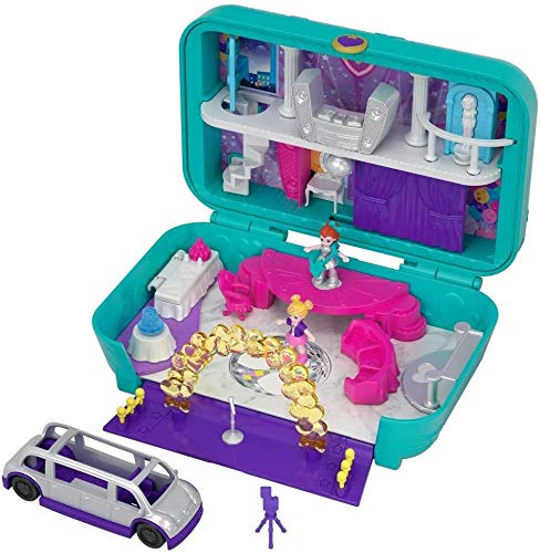 Polly Pocket Hidden Places Dance Par-taay! Case with Dance Theme, Dolls & Accessories