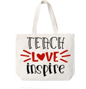 cocovici teacher appreciation gifts for women | teacher gift | teach love inspire tote bag | teacher canvas tote bag | teacher gift idea