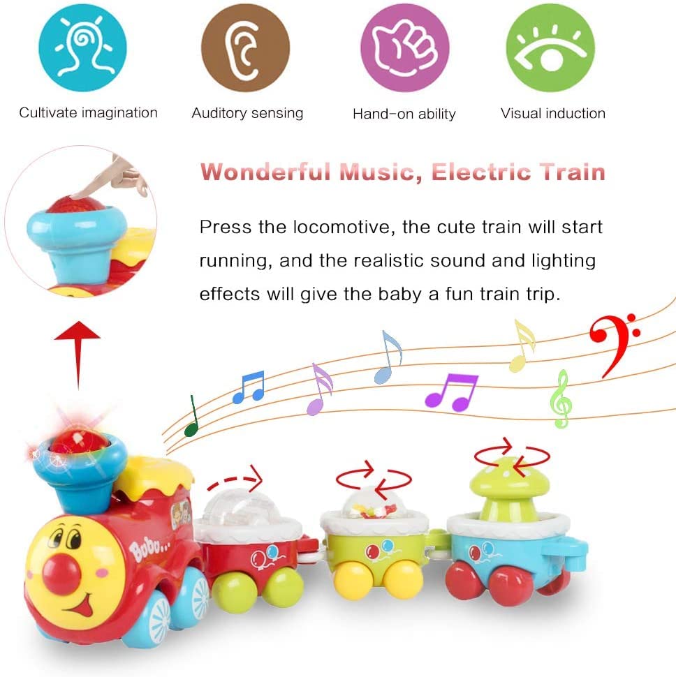 Toy Train Set, Toddler Musical Electric Trains Toy Set with Tracks Building Blocks, Preschool Learning Educational Toys Gift for 12 18 Months Kids 1 2 3 4 5 Year Old Boys Girls