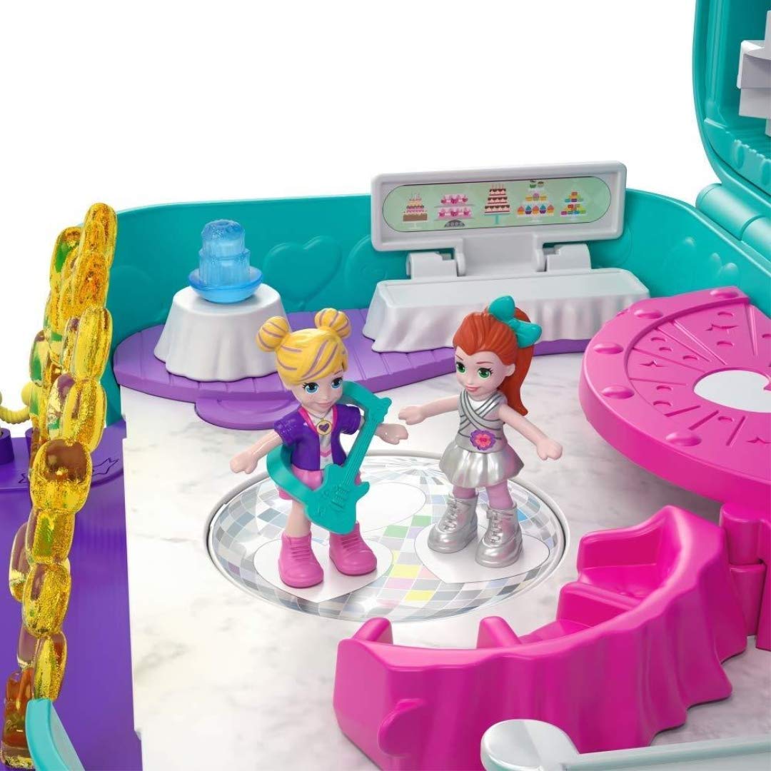 Polly Pocket Hidden Places Dance Par-taay! Case with Dance Theme, Dolls & Accessories