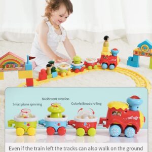 Toy Train Set, Toddler Musical Electric Trains Toy Set with Tracks Building Blocks, Preschool Learning Educational Toys Gift for 12 18 Months Kids 1 2 3 4 5 Year Old Boys Girls