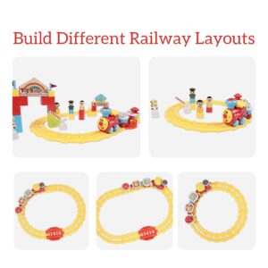 Toy Train Set, Toddler Musical Electric Trains Toy Set with Tracks Building Blocks, Preschool Learning Educational Toys Gift for 12 18 Months Kids 1 2 3 4 5 Year Old Boys Girls