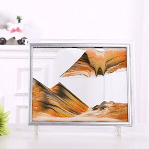 queenie glass frame moving sand art dynamic sand picture abstract scenery sand image hourglass desktop art xmas birthday gift - orange sand