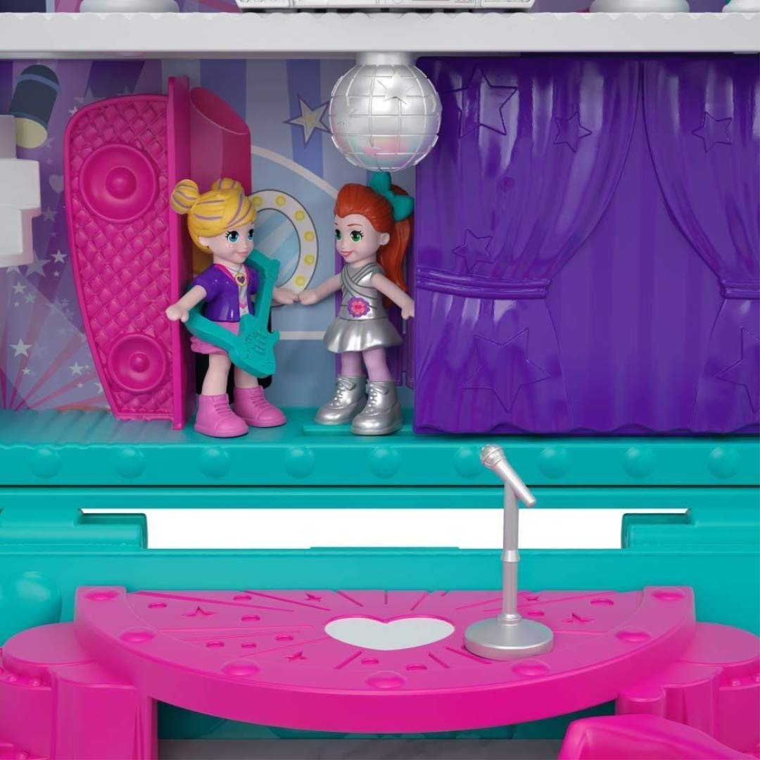 Polly Pocket Hidden Places Dance Par-taay! Case with Dance Theme, Dolls & Accessories