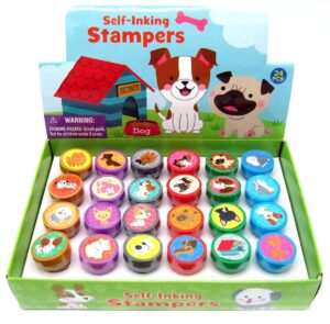 tiny mills 24 pcs dog and puppies stampers for kids assorted stamps for kids self ink stamps dog puppy birthday party, puppy party favors, goody bag filler treats, classroom rewards