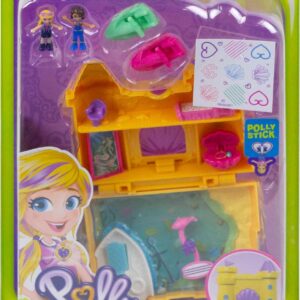 Polly Pocket Travel Toy with 2 Micro Dolls, Dolphin Pet & Water Play Accessories, Pocket World Surf ‘n’ Sandventure Playset