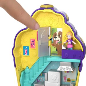 Polly Pocket Playset, Travel Toy with 2 Micro Dolls & Surprise Accessories, Pocket World Cupcake Compact, Food Toy