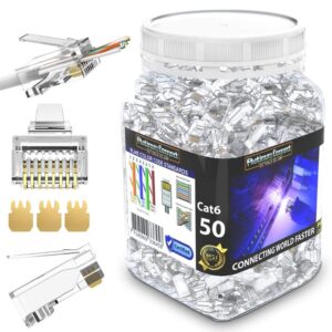 rj45 cat6 passthrough connectors (50 pcs),gold plated 3 micron 3u, high performance 3 prong pins (cat6/50 pcs)