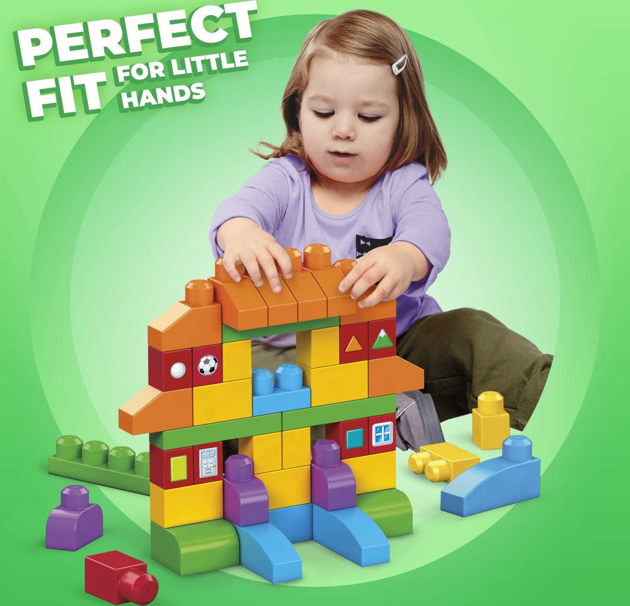 MEGA BLOKS 150 Toddlers Blocks Learning Toy Building Set, Let's Get Learning! For Toddlers 1-3