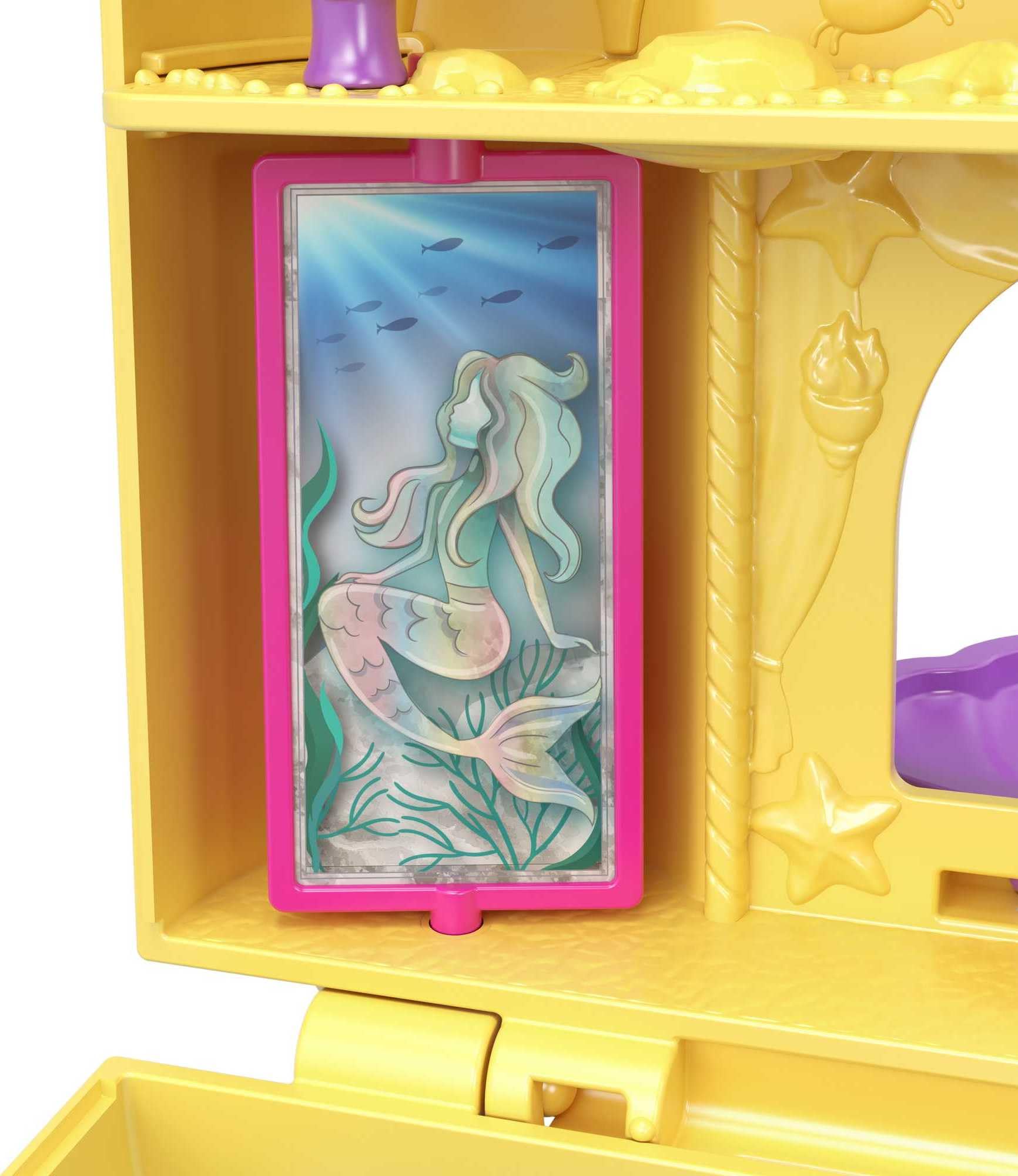 Polly Pocket Travel Toy with 2 Micro Dolls, Dolphin Pet & Water Play Accessories, Pocket World Surf ‘n’ Sandventure Playset