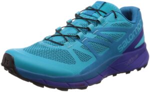 salomon women's sense ride trail running shoe, bluebird/deep blue/black, 7