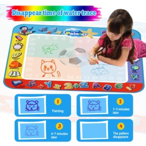 Alago Aqua Coloring Mat,Kids Toys Large Water Painting Mat,Toddlers Doodle Pad with 4 Colors,Gifts for Girls Boys Age 3 4 5+ Years Old,4 Pens,Drawing Molds and Booklet Included