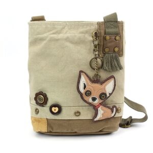 chala patch cross-body women handbag, canvas messenger bag - chihuahua - sand