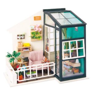 rolife dollhouse diy craft house kit-small sized miniature with accessories and led-wooden model building set-christmas birthday gifts for boys girls women friends(balcony daydreaming)