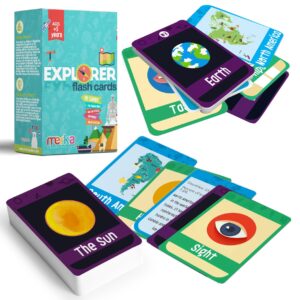 merka 90 pack science flash cards- solar system for kids, human body and geography, picture cards for kids’ learning, word travel games for summer vacation, homeschool supplies