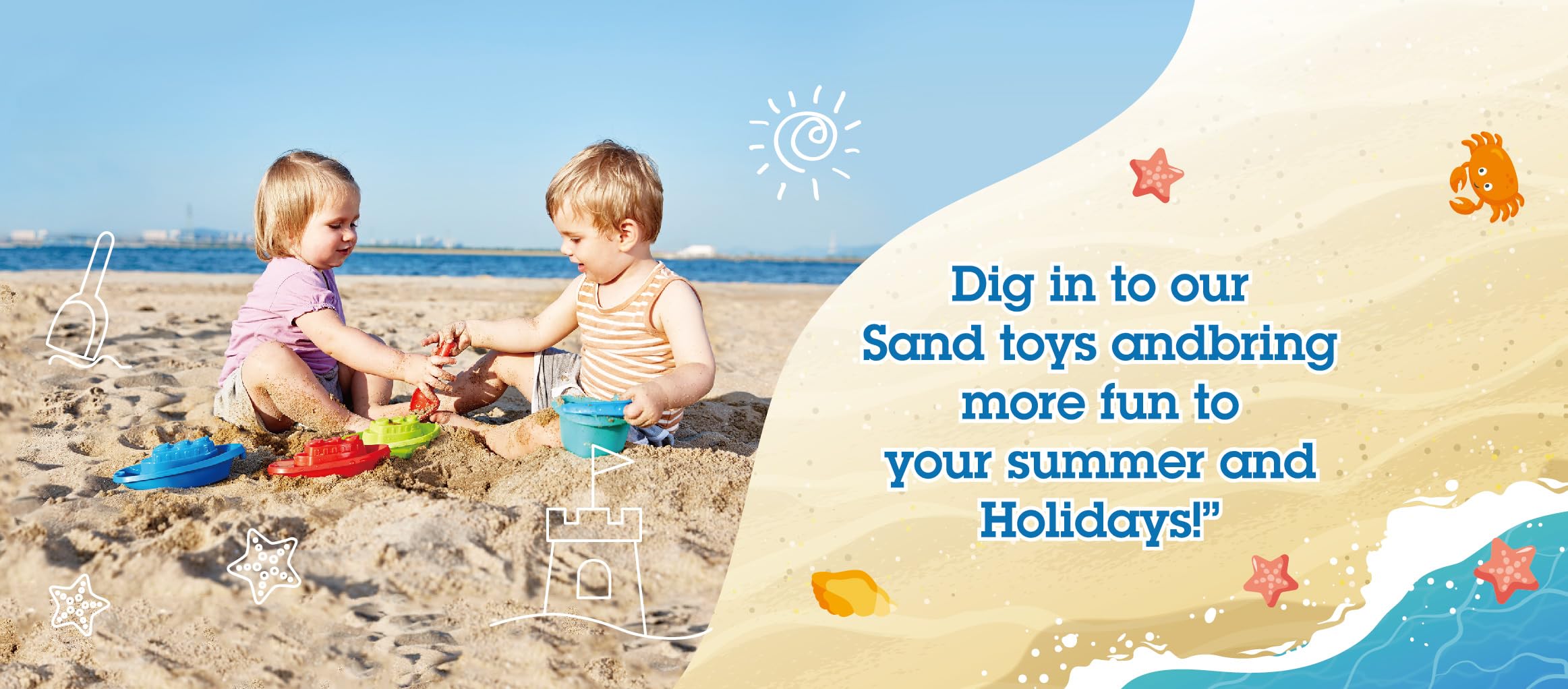 Hape 5-in-1 Beach Set Sand Toys for Toddlers 18 Months and Up