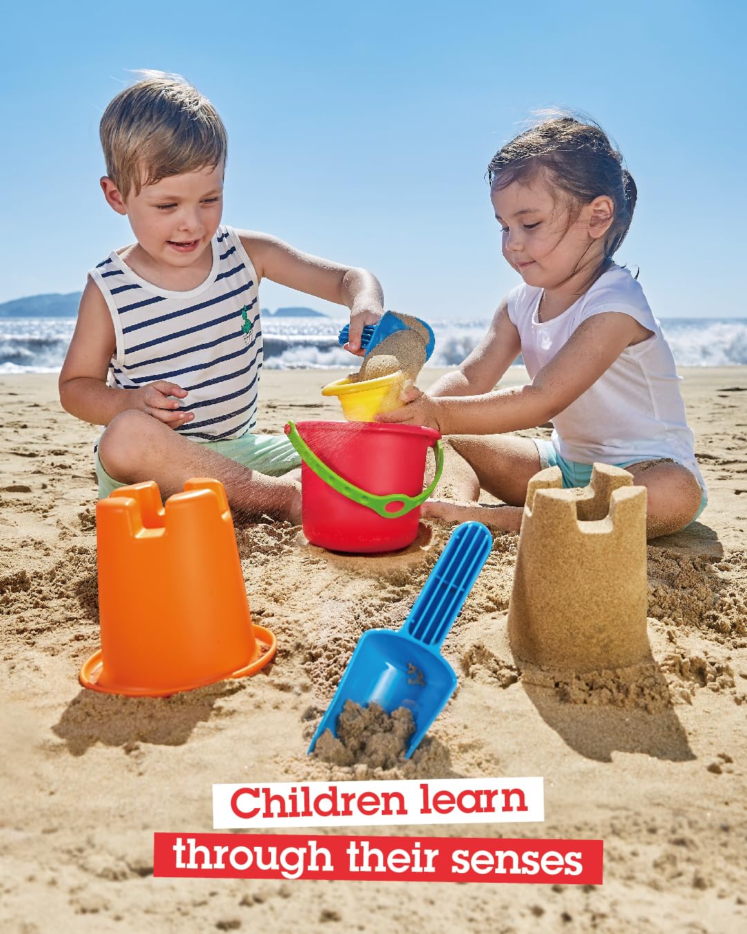 Hape 5-in-1 Beach Set Sand Toys for Toddlers 18 Months and Up