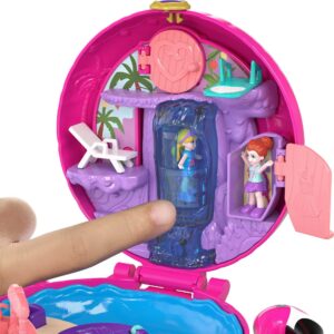 Polly Pocket Compact Playset, Flamingo Floatie with 2 Micro Dolls & Accessories, Travel Toy with Surprise Reveals