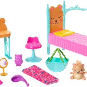 Mattel Enchantimals Sleepover Bedroom Playset – Bren Bear doll (6-in) and Snore Animal Figure