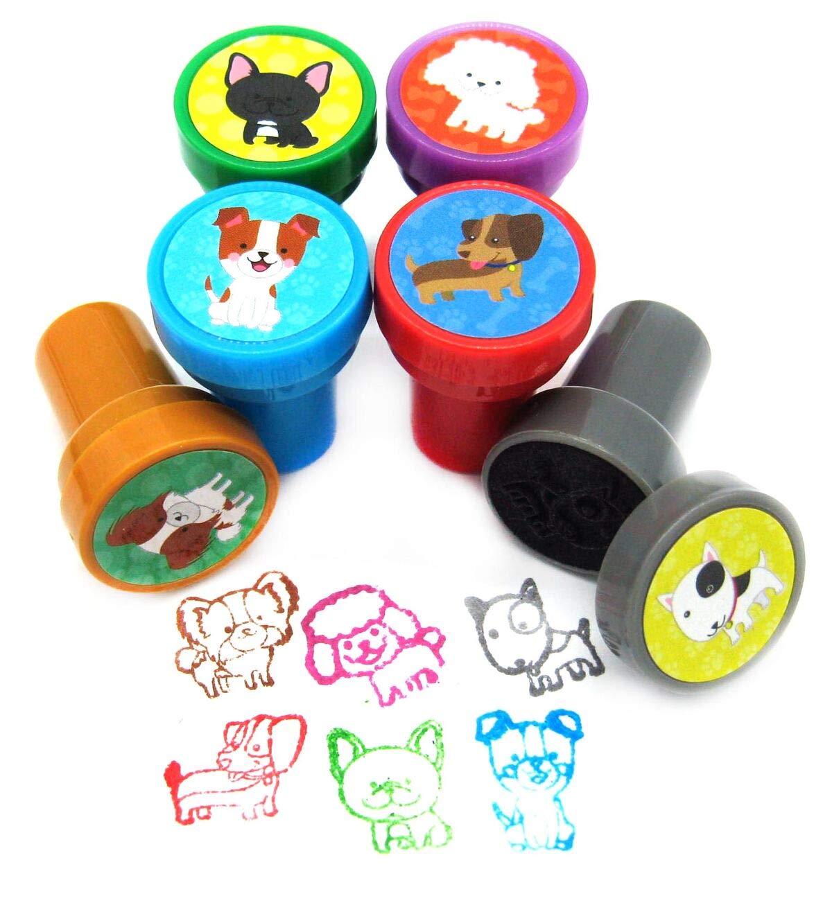 Tiny Mills 24 Pcs Dog and Puppies Stampers for Kids Assorted Stamps for Kids Self Ink Stamps Dog Puppy Birthday Party, Puppy Party Favors, Goody Bag Filler Treats, Classroom Rewards