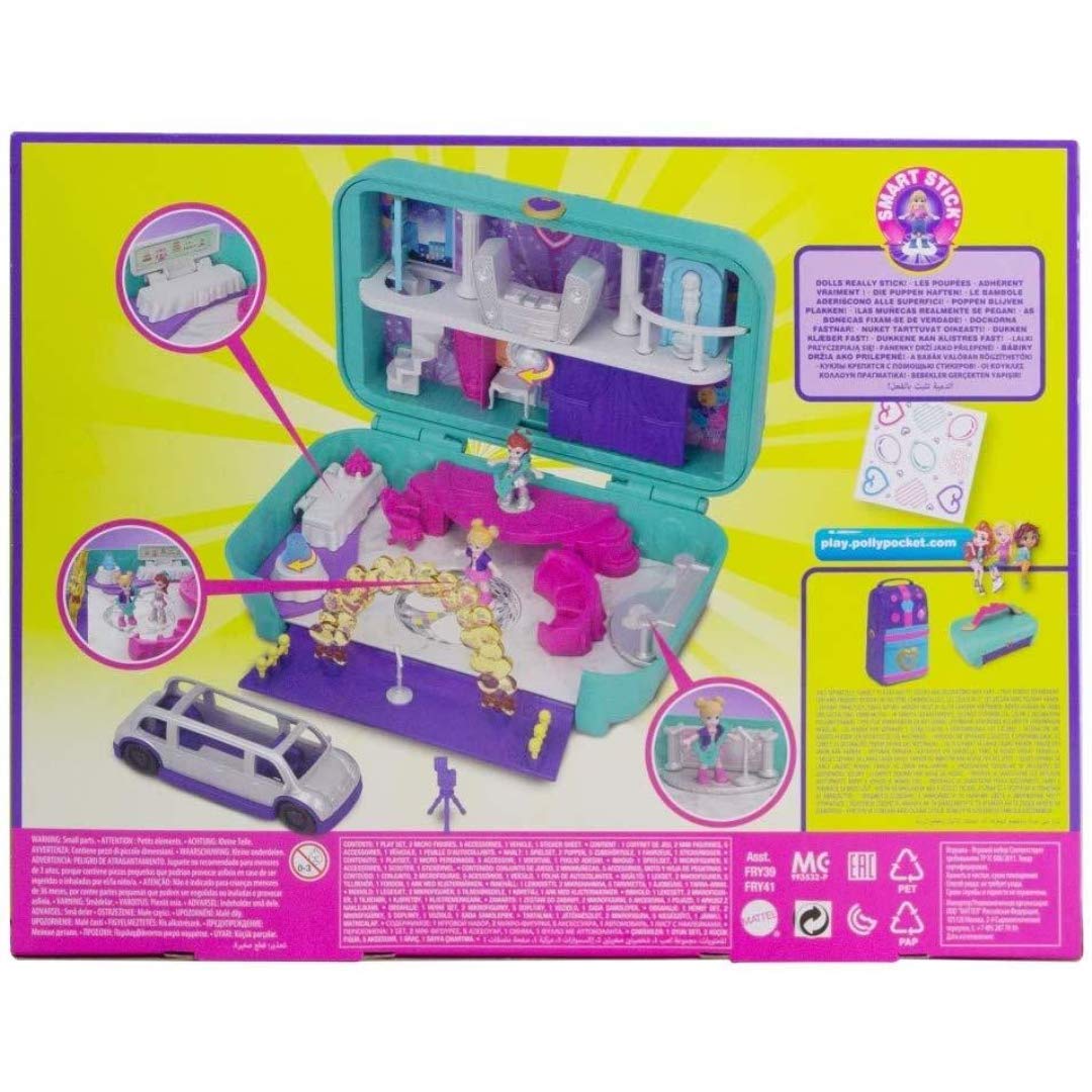 Polly Pocket Hidden Places Dance Par-taay! Case with Dance Theme, Dolls & Accessories