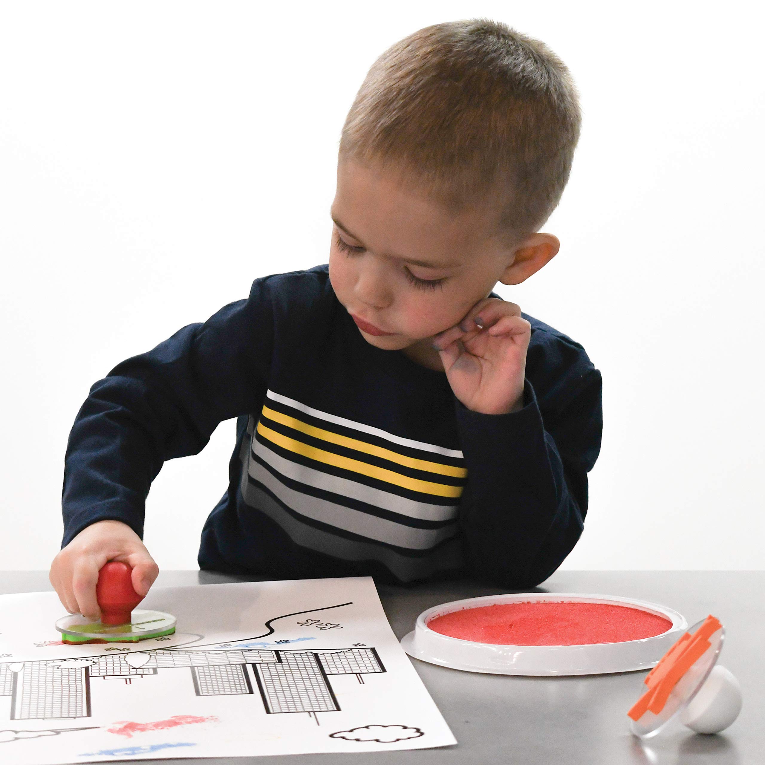 READY 2 LEARN Giant Stampers - Emergency Vehicles - Set of 6 - Easy to Hold Foam Stamps for Kids - Arts and Crafts Stamps for Displays, Posters, Signs and DIY Projects