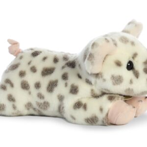 Aurora® Realistic Miyoni® Spotted Piglet Stuffed Animal - Lifelike Detail - Cherished Companionship - White 11 Inches