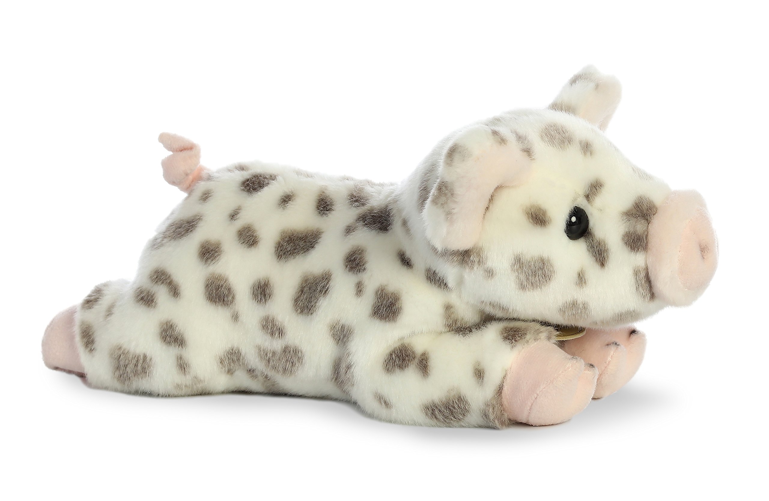 Aurora® Realistic Miyoni® Spotted Piglet Stuffed Animal - Lifelike Detail - Cherished Companionship - White 11 Inches